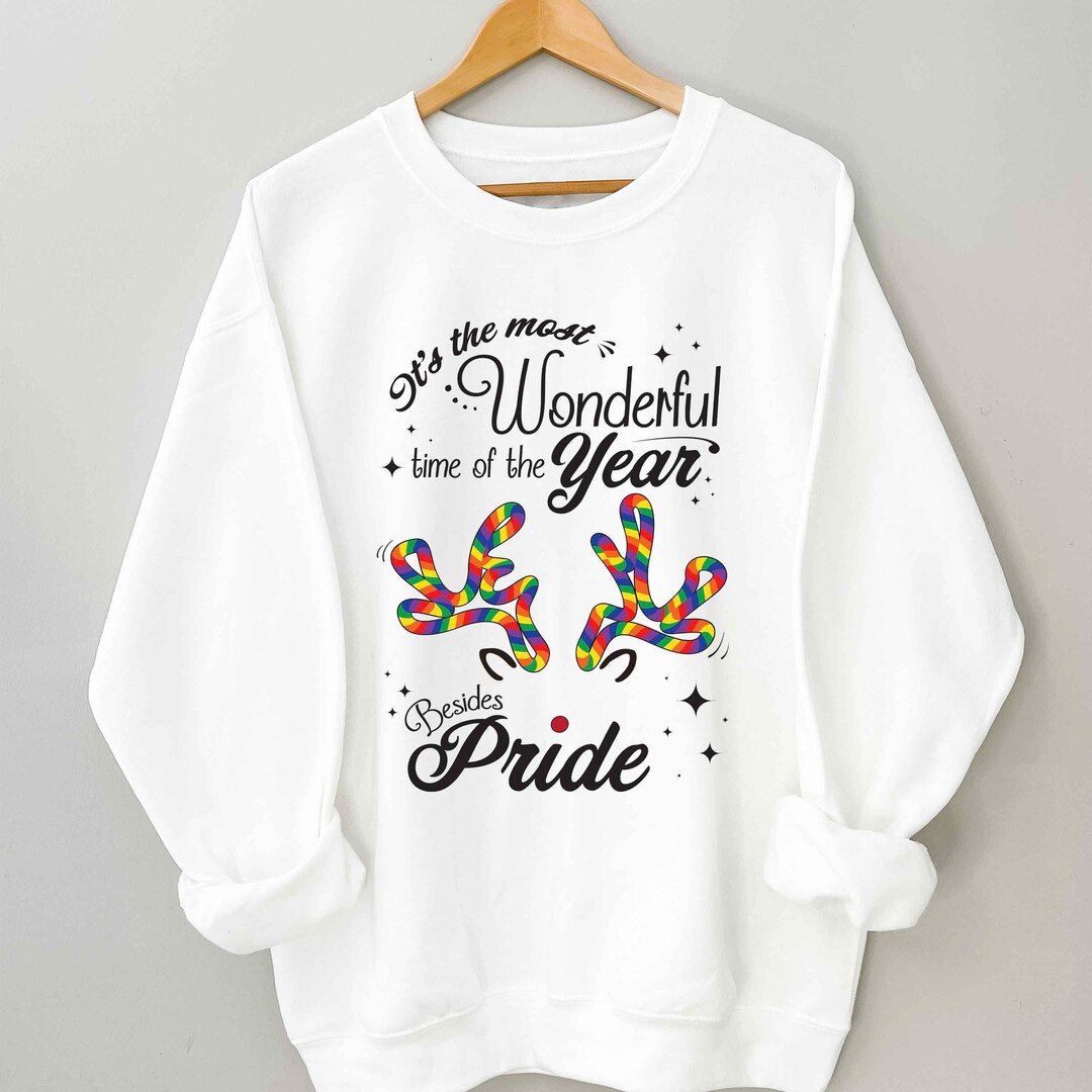 The Most Wonderful Time LGBTQ Rainbow Reindeer Gay Christmas Sweater ...