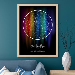 Custom Star Map by Date LGBTQ Rainbow Flag Poster, Gay Couple Wedding ...