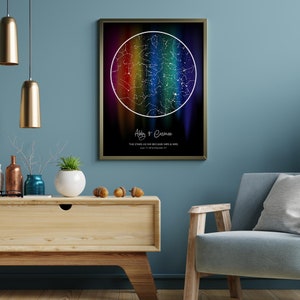 Custom Star Map by Date LGBTQ Rainbow Flag Poster, Gay Couple Wedding ...