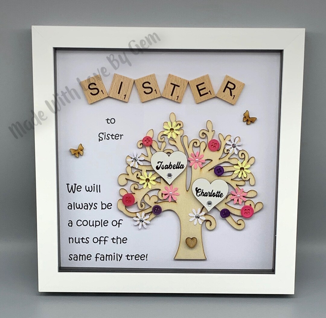 Personalised Sister Gift, Family Tree, Shadow Box Frame, Home Decor ...