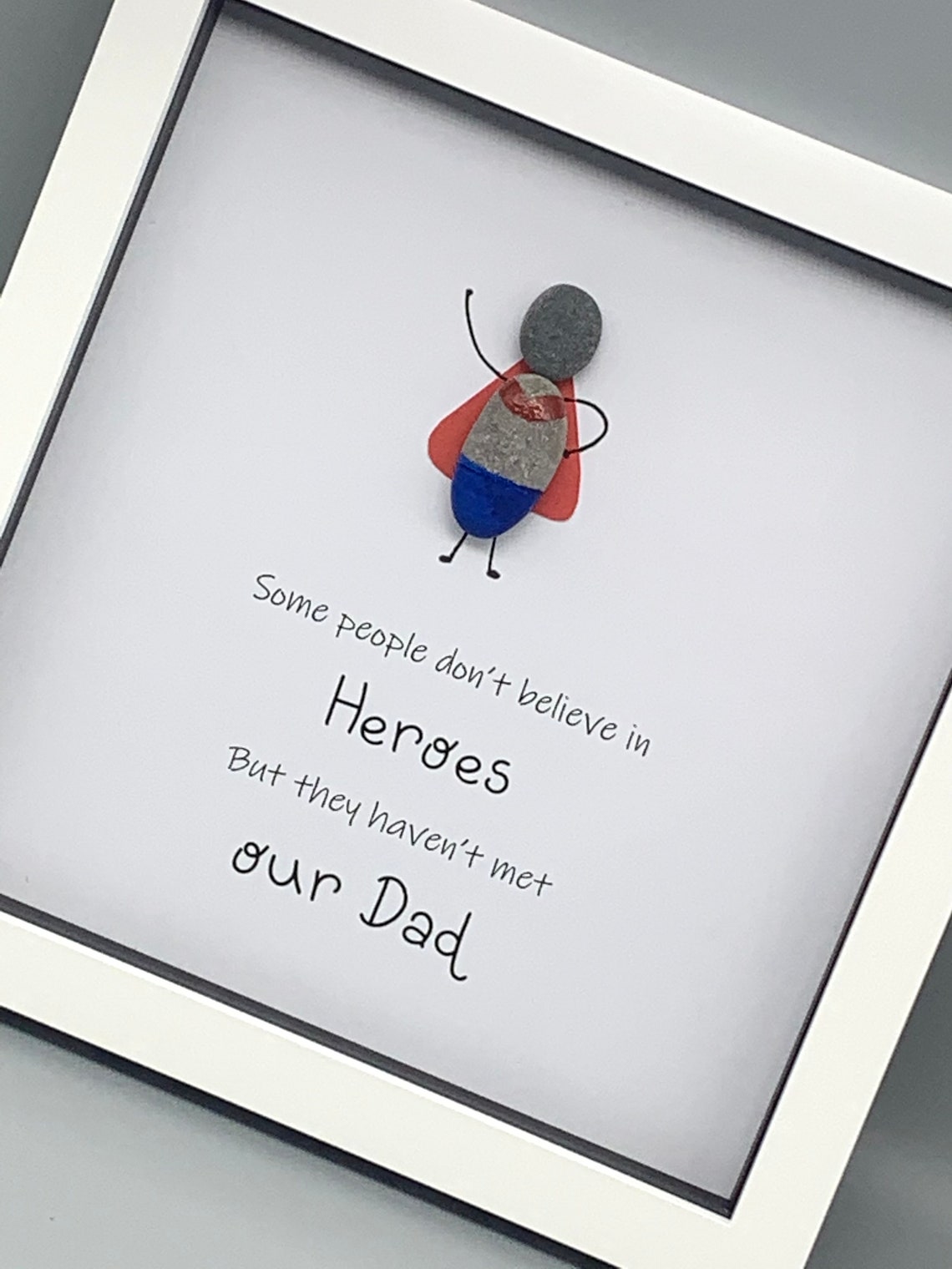 Dad Hero Pebble Art Framed Picture for Dad Christmas Gift - Etsy UK