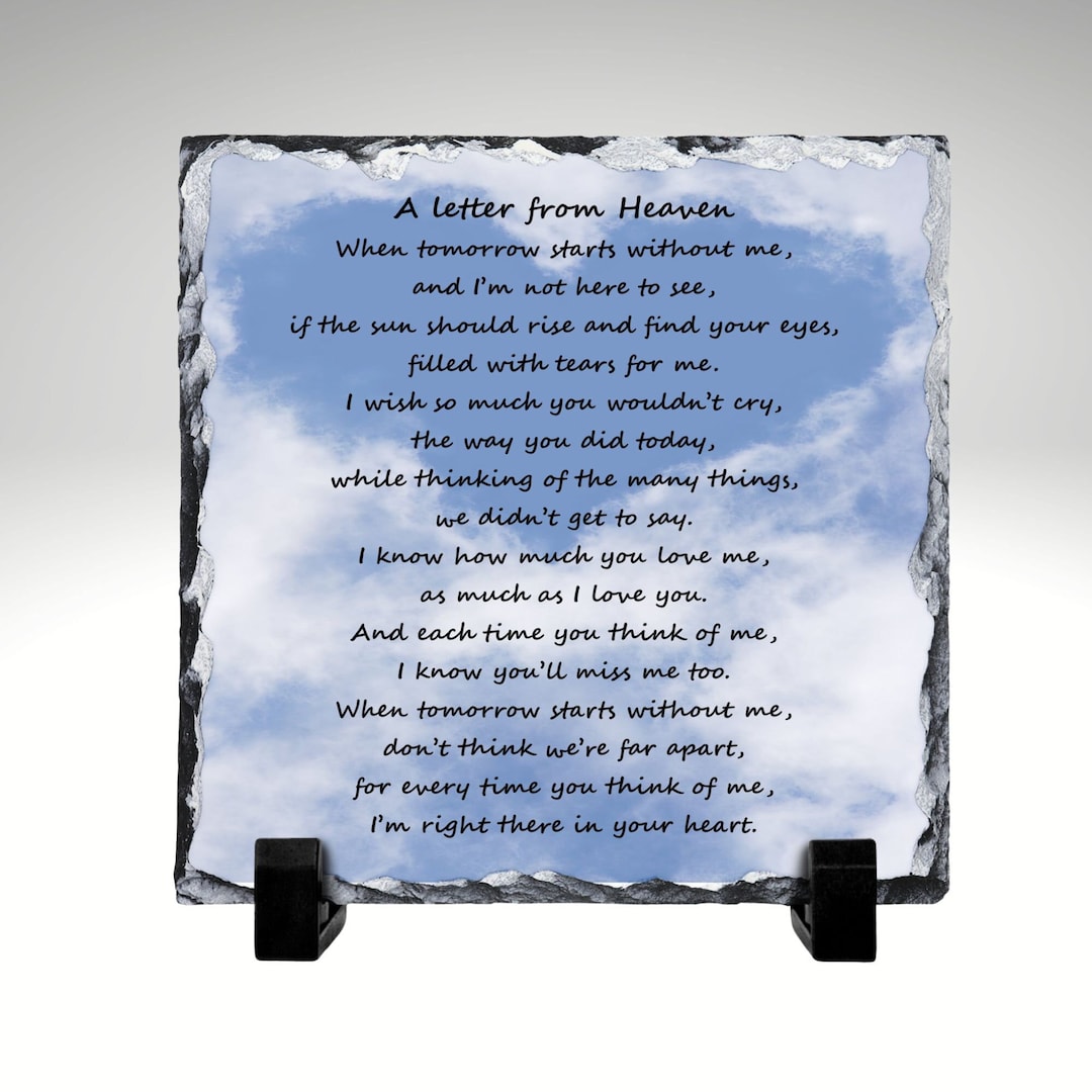 A Letter From Heaven Poem Slate Sympathy Gift, in Loving Memory Gift ...