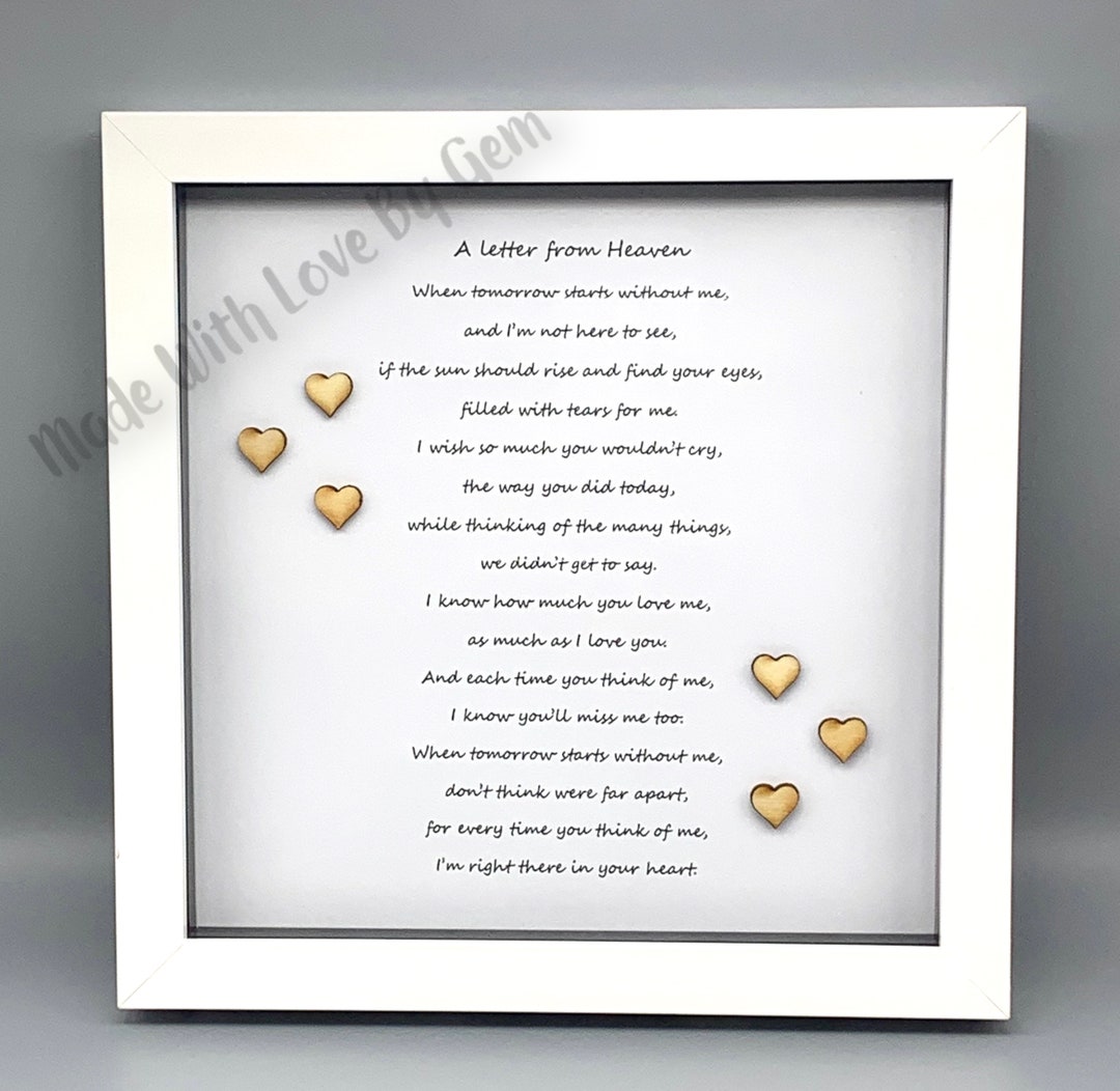 Memory Poem, Frame, A Letter From Heaven, Poem Picture, Shadow Box ...