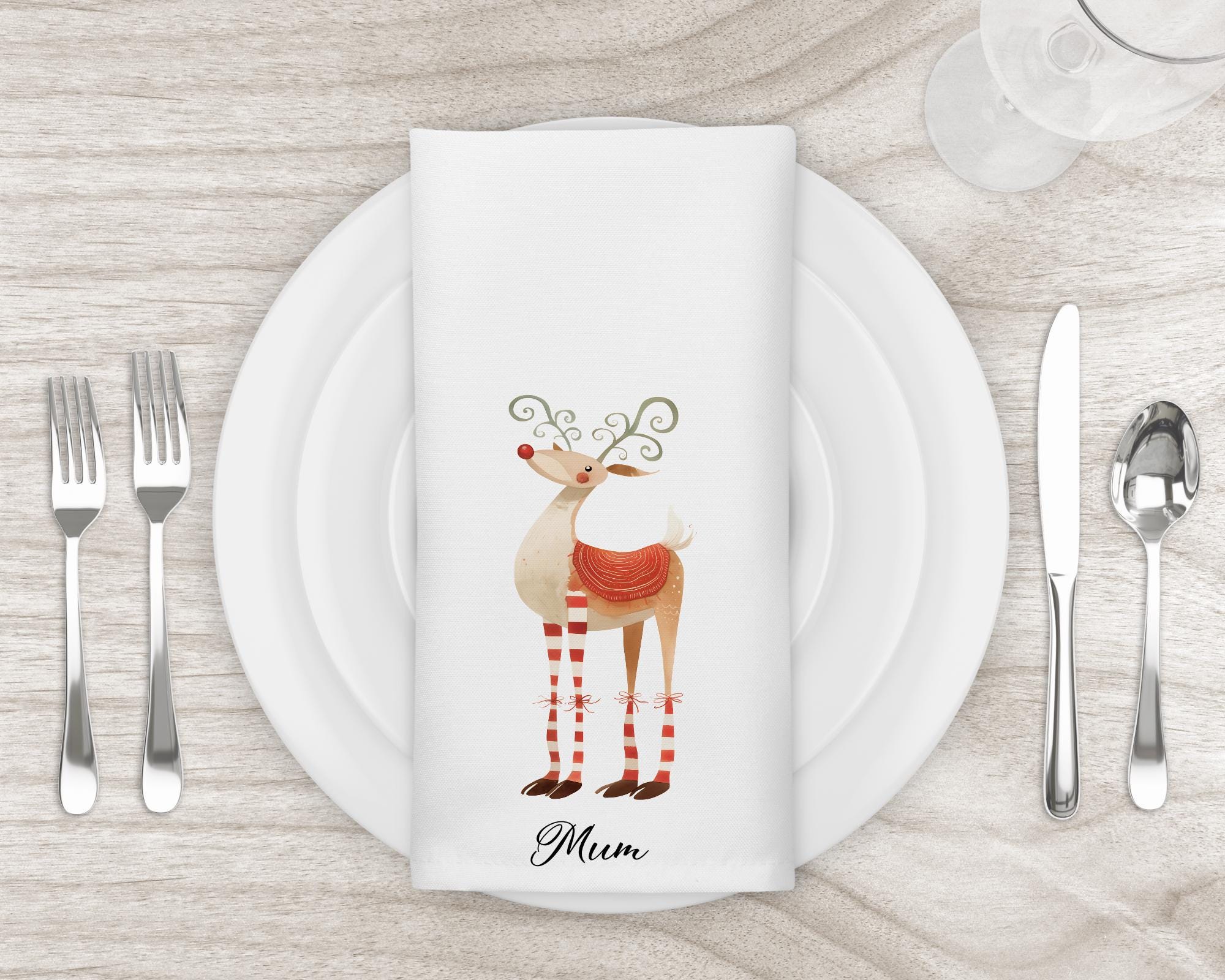 Personalised Reindeer Napkins, Christmas Table Decor Napkin Sets ...