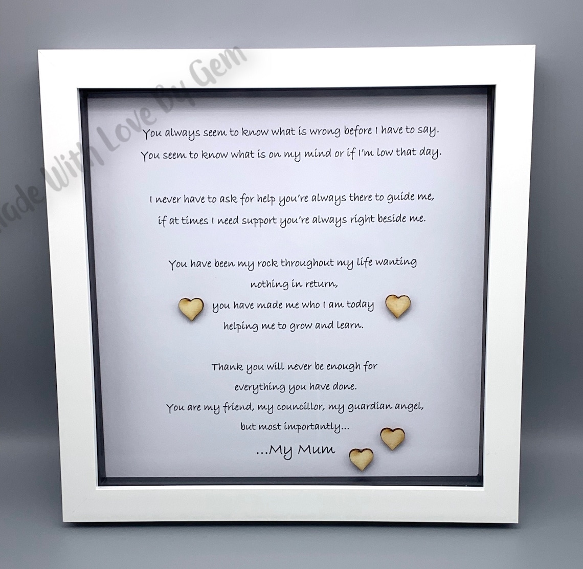 Personalised Framed Poem Gift for Mum Mom Poem Frame Mothers - Etsy UK