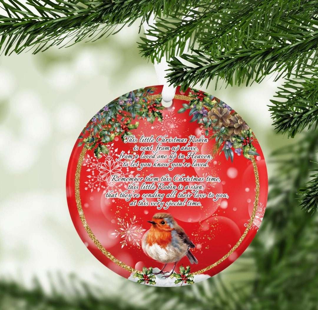 Christmas Robin Poem Bauble, Christmas Memorial Keepsake Tree ...