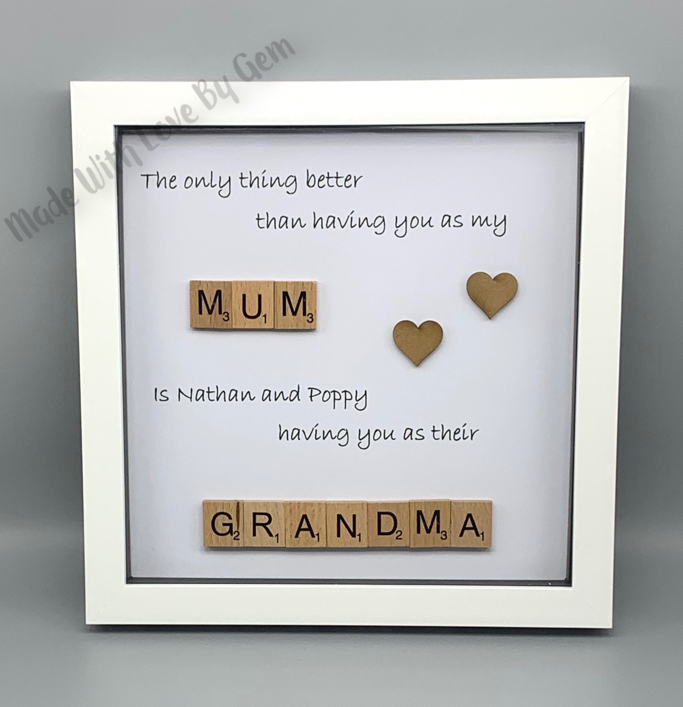 Personalized Mum Grandma Gift Frame: Scrabble Tile Art (9x9 Inches) - Etsy