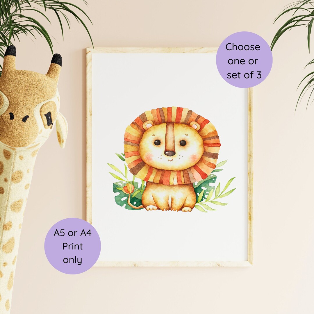 Cute Baby Lion Print for Newborn Baby Nursery Wall Decor, Set of 3 ...