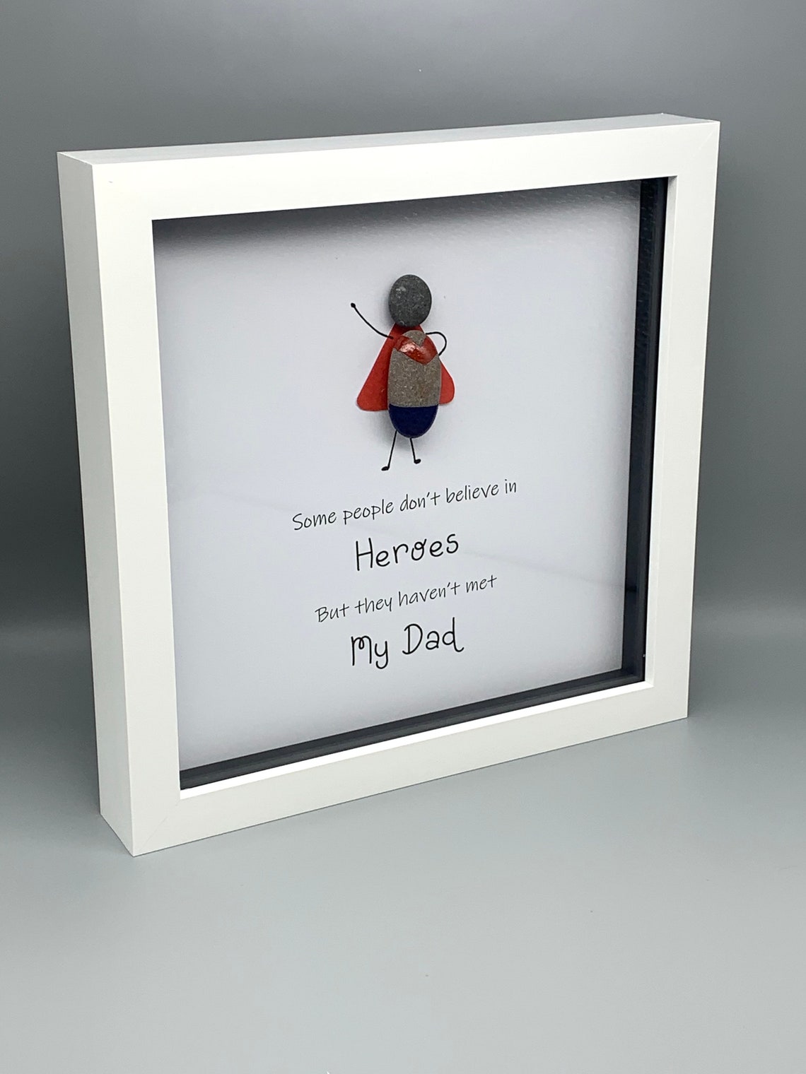 Dad Hero Pebble Art Framed Picture for Dad Christmas Gift - Etsy UK