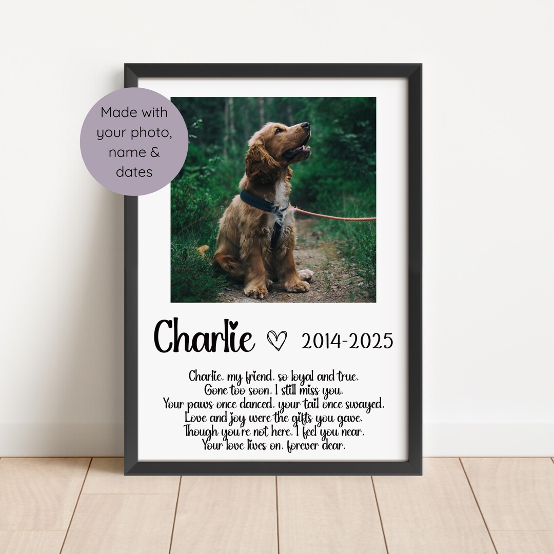 Personalised Memorial Dog Loss Wall Art A4 Framed Print - Sympathy ...