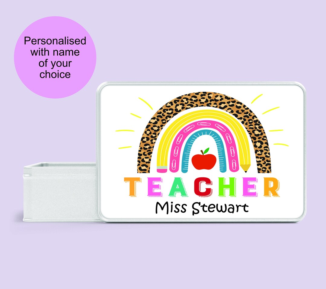 Personalized Rainbow Teacher Gift Storage Tin, Teacher Appreciation ...