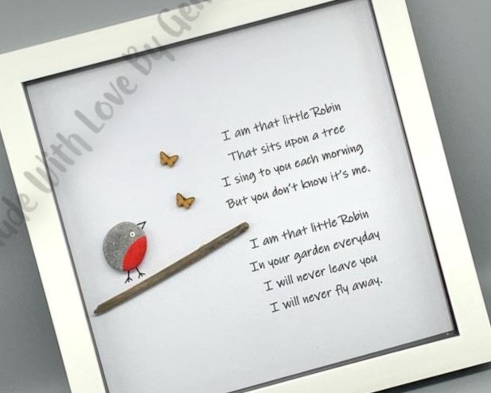 Robin Pebble Art Framed Poem Memorial Bereavement Sympathy - Etsy UK