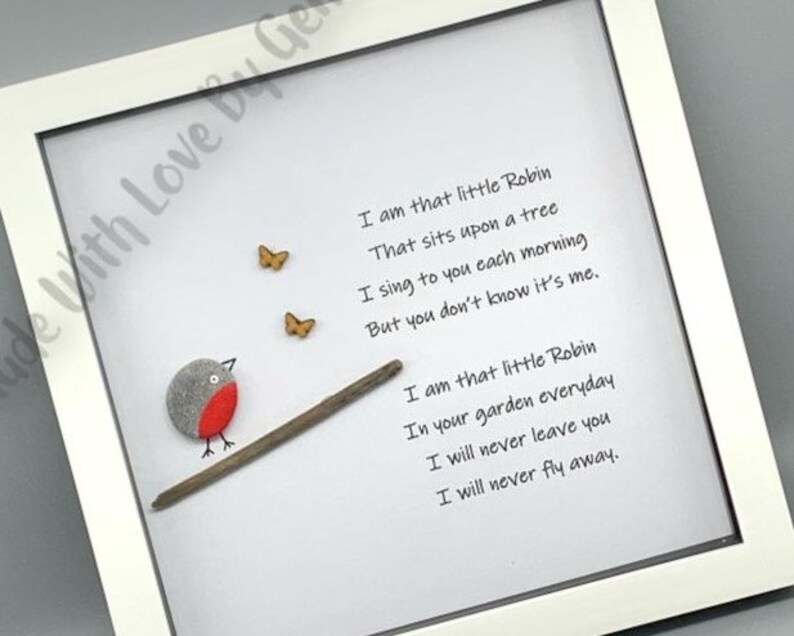 Robin Pebble Art Framed Poem Memorial Bereavement Sympathy - Etsy UK