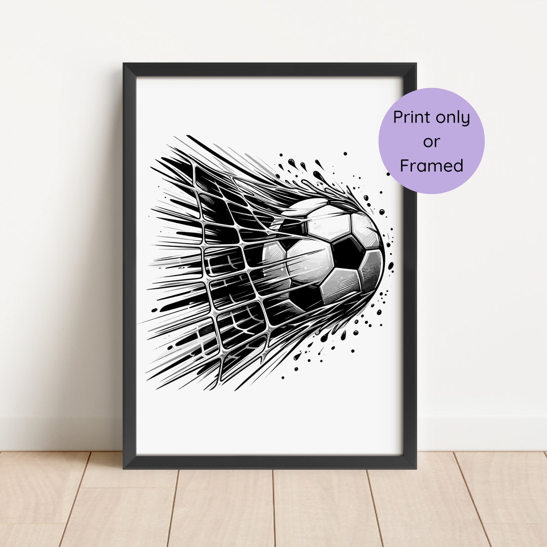 Football in Net Wall Art Print, Football Themed Childrens Bedroom ...