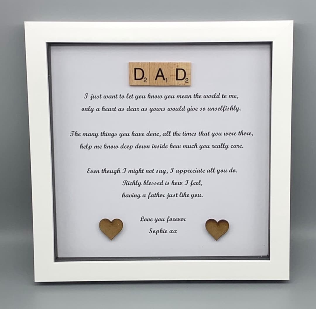 Personalized Poem Frame: Unique Dad Birthday Gift - Etsy UK