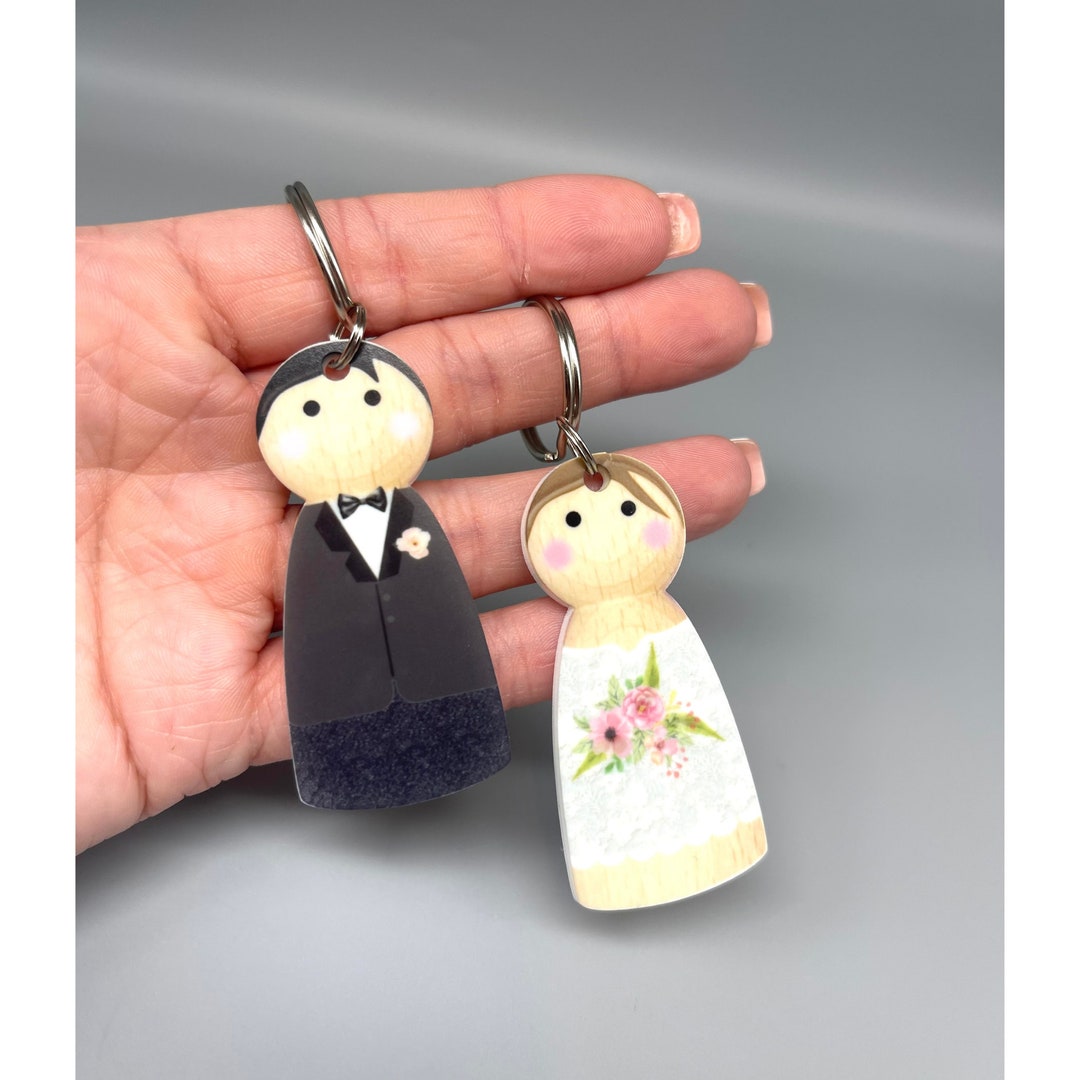 Bride and Groom Keyring Set Wedding Gift for the Couple, Wedding ...