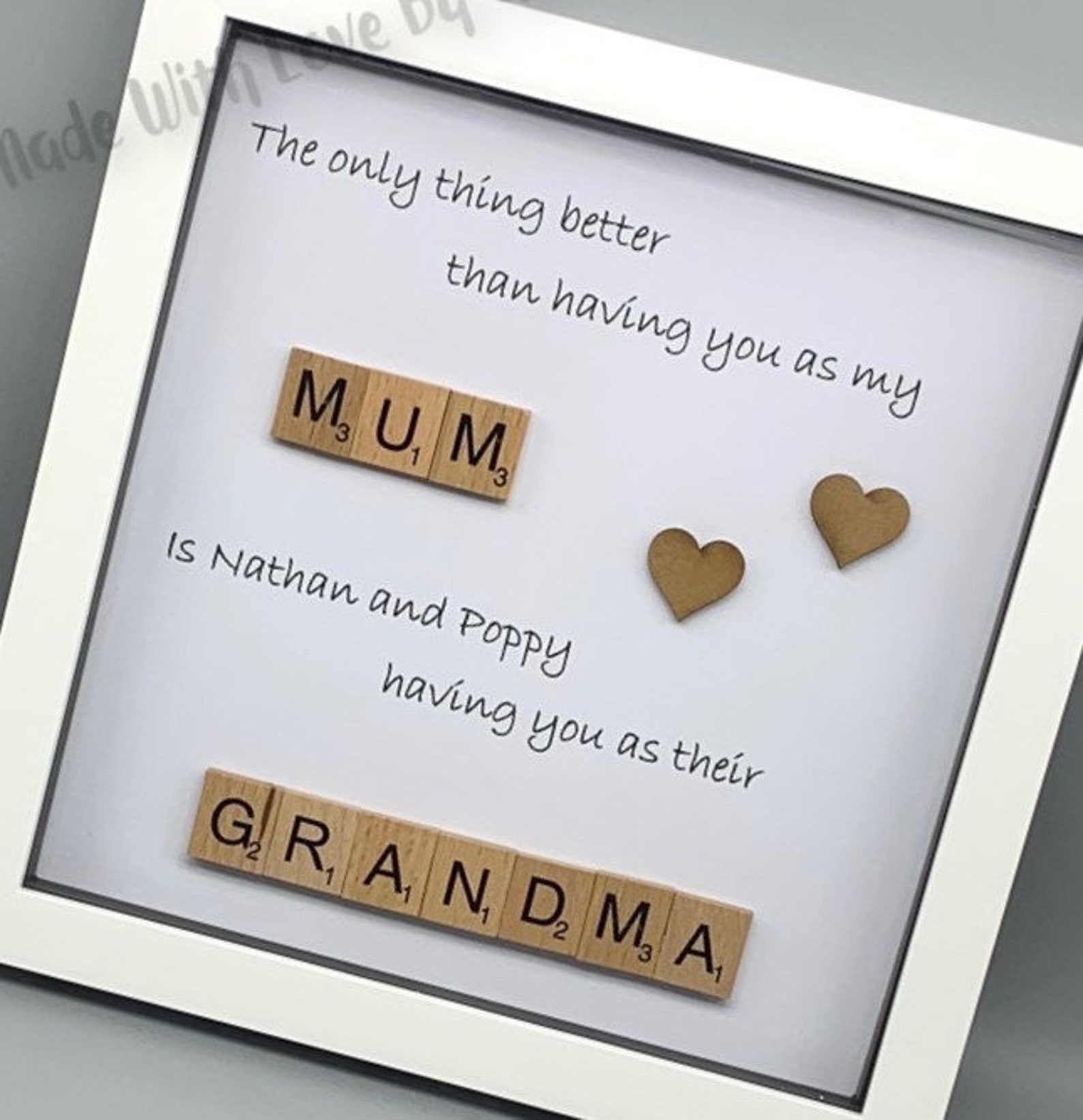 Personalized Mum Grandma Gift Frame: Scrabble Tile Art (9x9 Inches) - Etsy