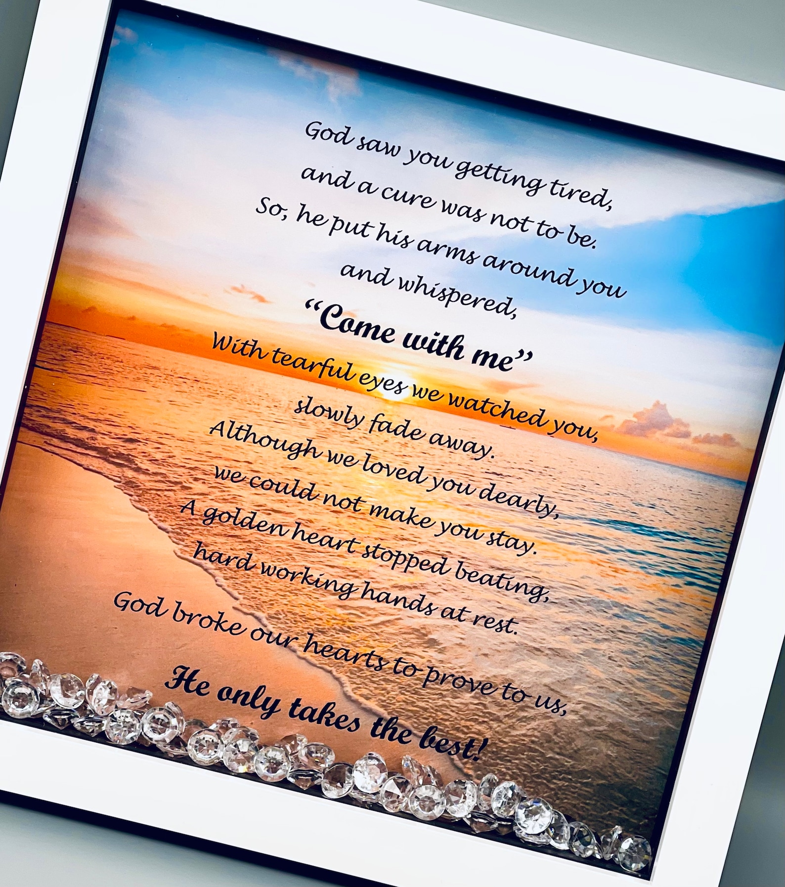 Religious Sympathy Poem, God Saw You Getting Tired, Picture Box Frame ...