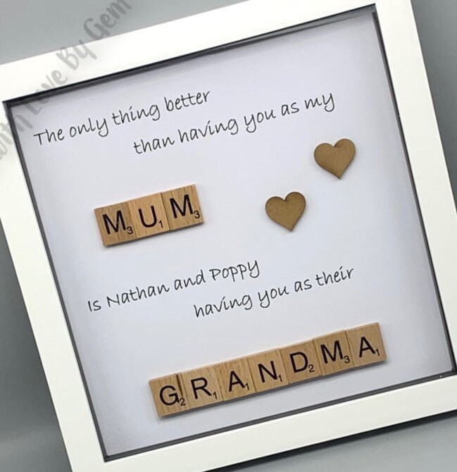Personalized Mum Grandma Gift Frame: Scrabble Tile Art (9x9 Inches) - Etsy