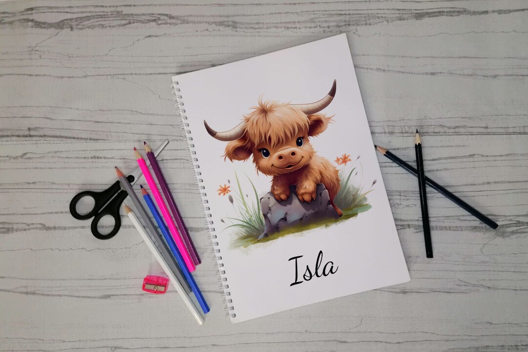Highland Cow Calf Personalised Notebook, Birthday or Christmas Gift for ...