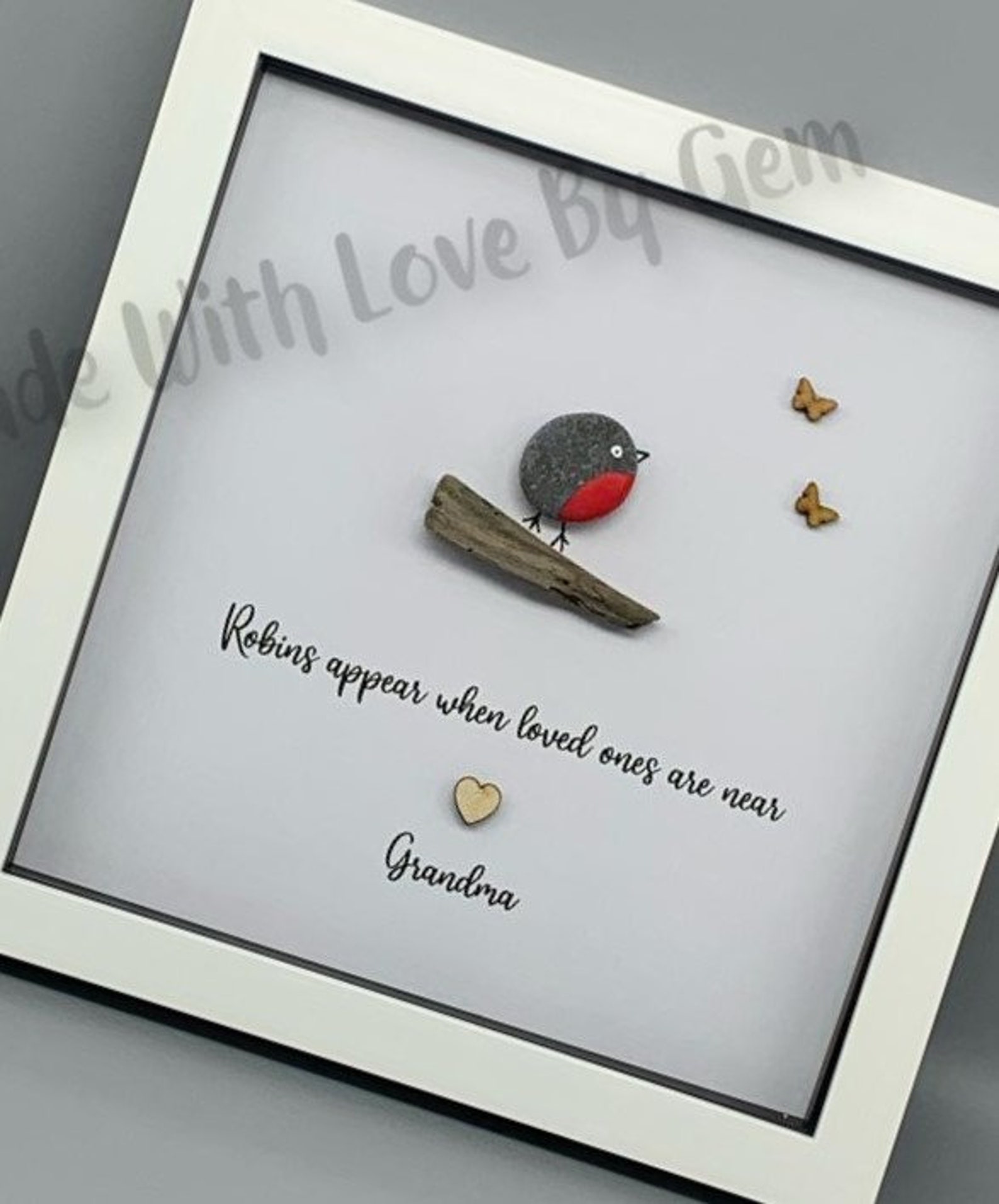 Robin Pebble Art Framed Poem Memorial Bereavement Sympathy Picture Gift ...
