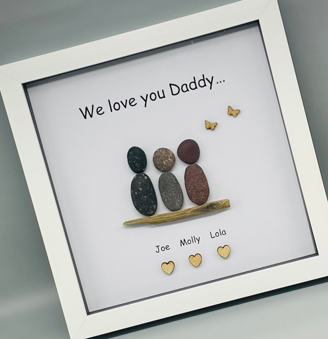 Daddy Personalised Pebble People Framed Gift, Christmas Gift for Dad ...