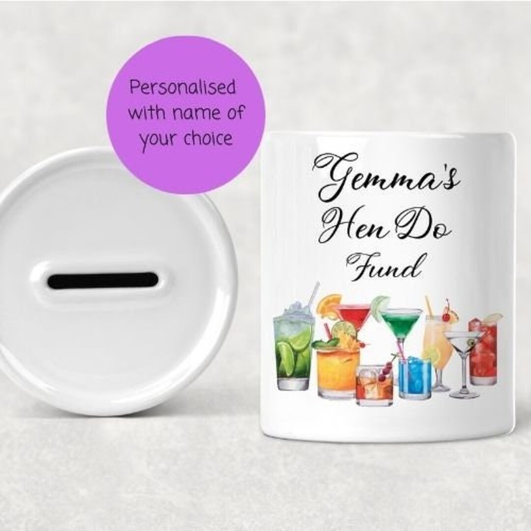 Personalized Hen Do Money Box, Engagement Gift for Bride, Hen Do ...