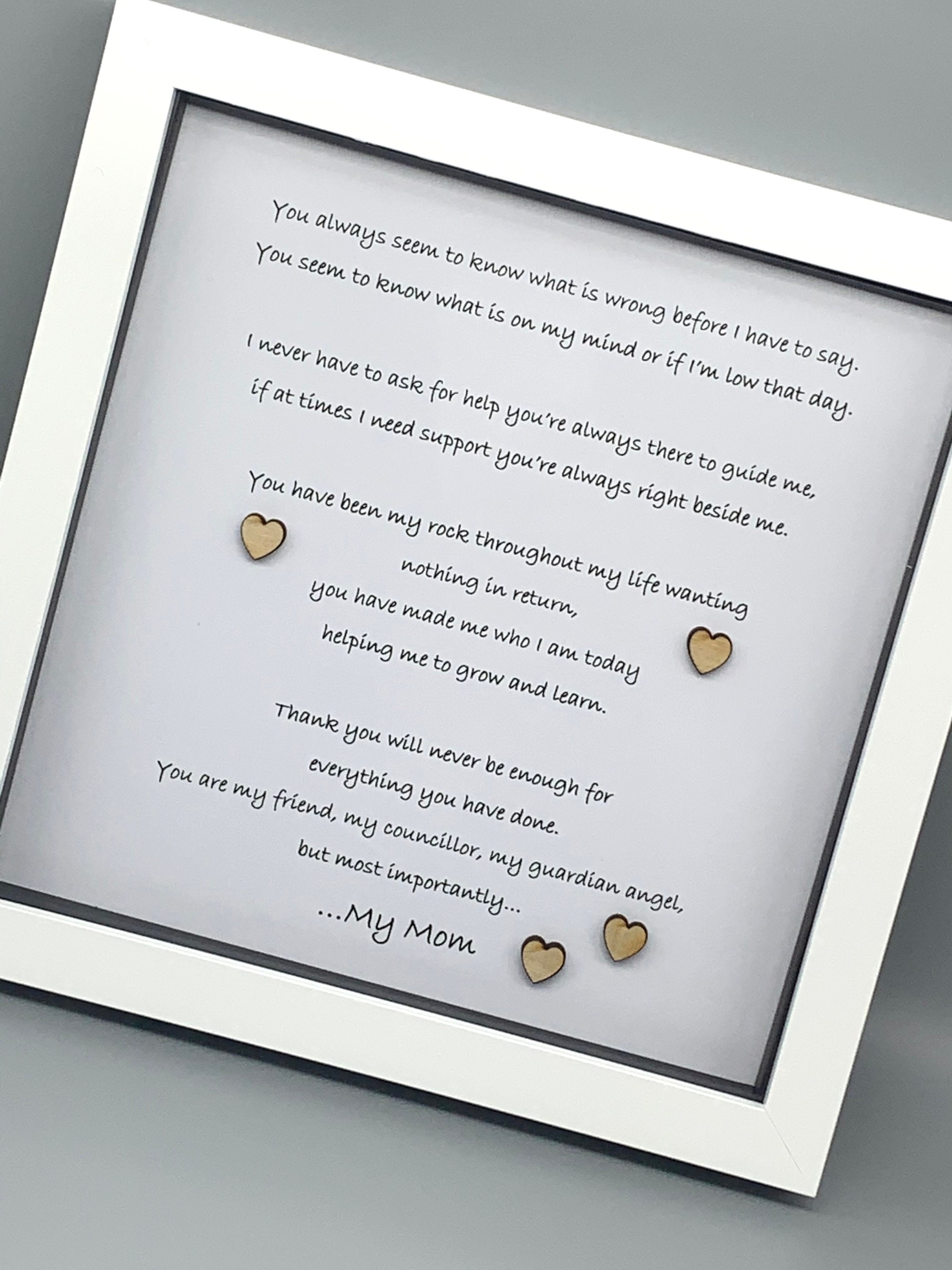 Personalised Framed Poem Gift for Mum Mom Poem Frame Mothers - Etsy UK