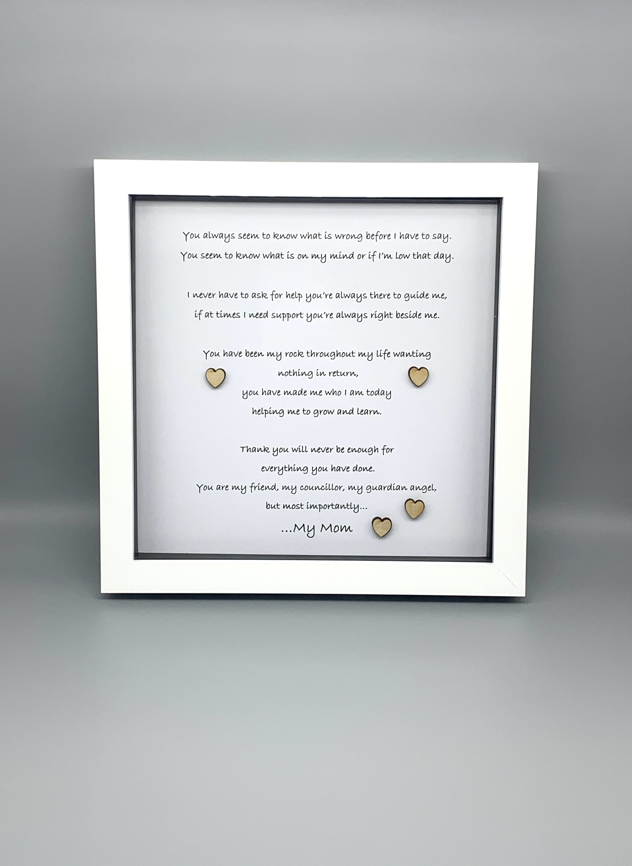 Personalised Framed Poem Gift for Mum Mom Poem Frame Mothers - Etsy UK