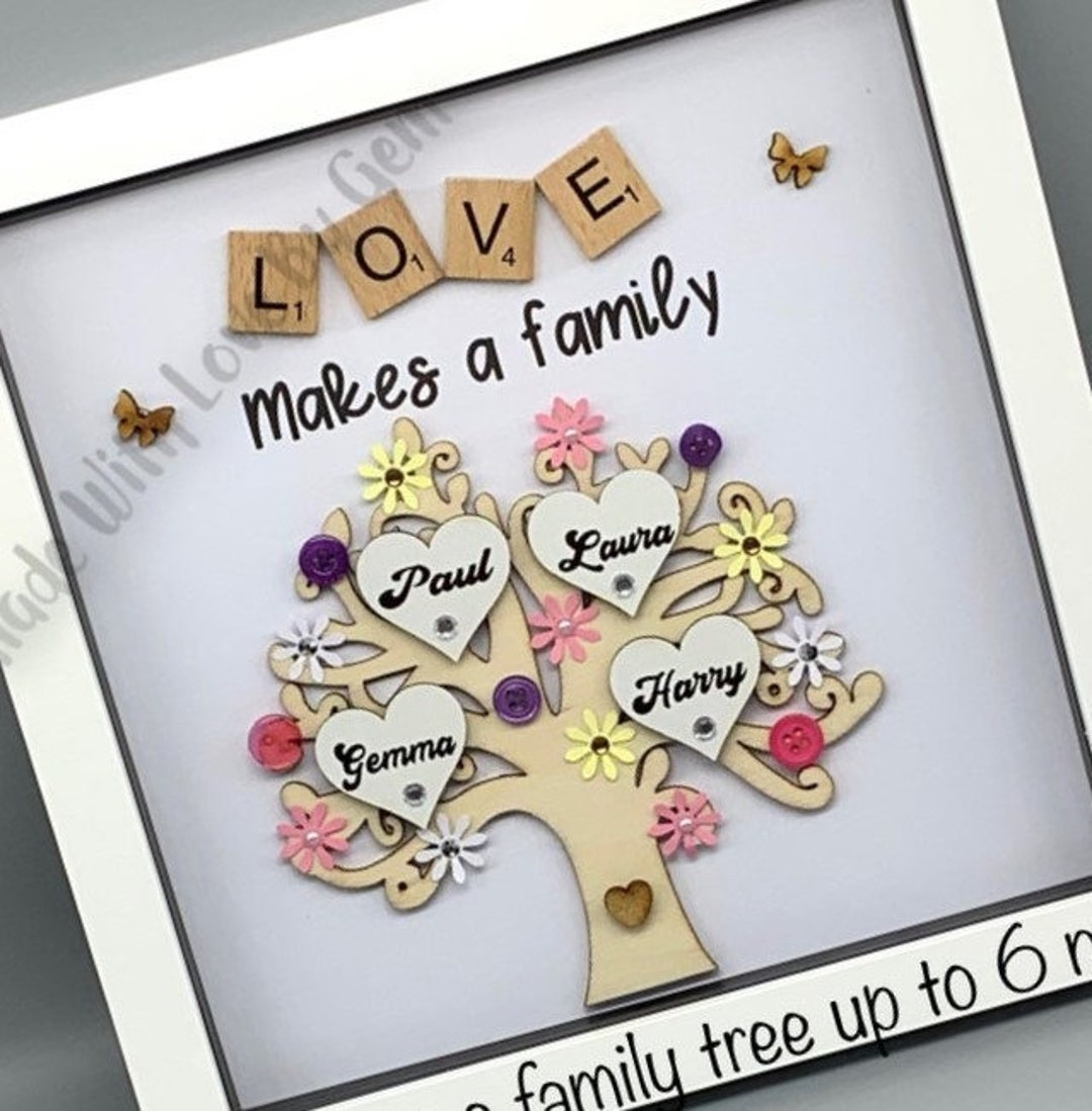 Personalised Wooden Family Tree, Framed Gift, Family Gifts, Gift for ...