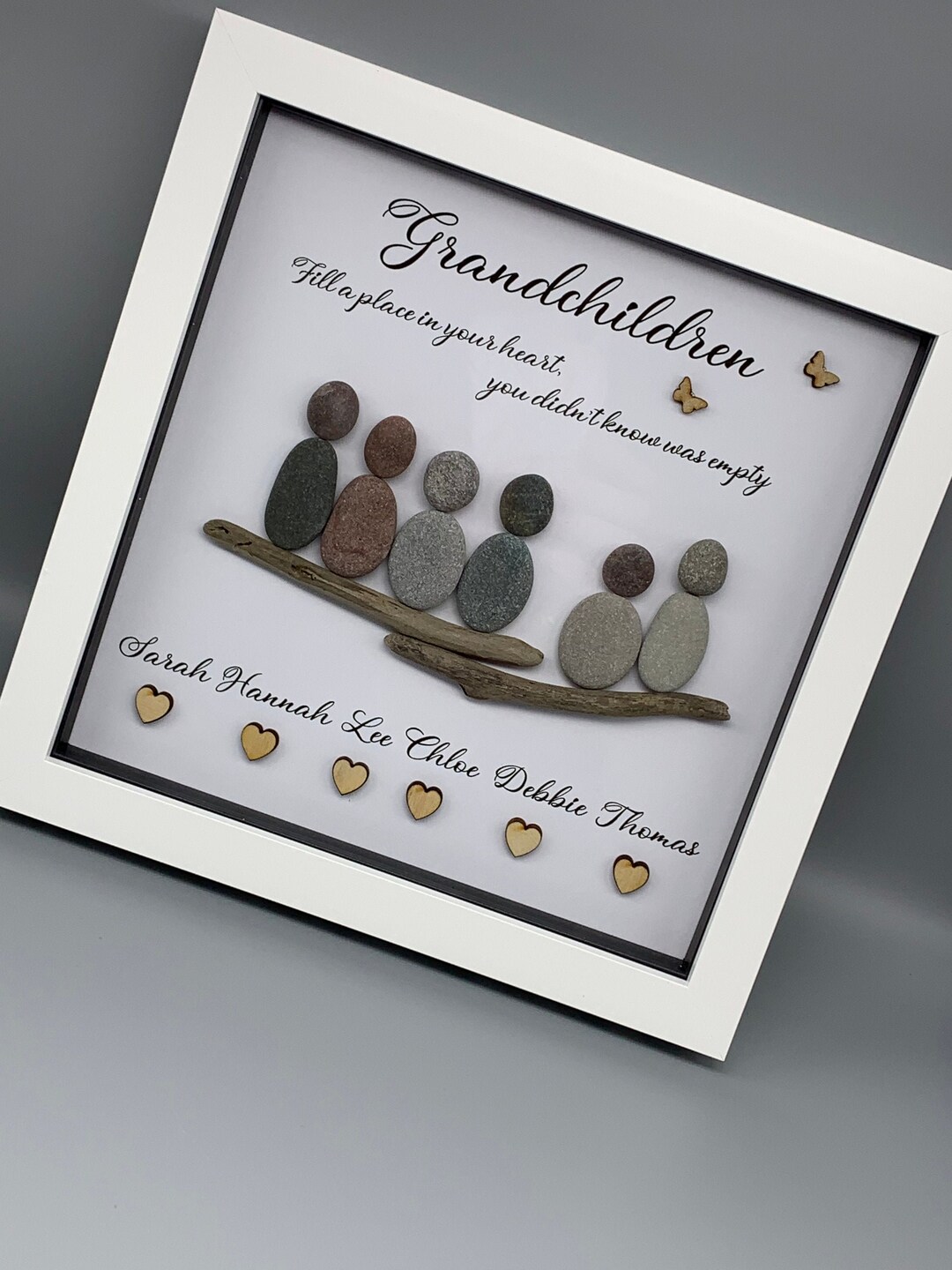 Pebble Art Picture for Grandparents, Personalised Pebble People Picture ...