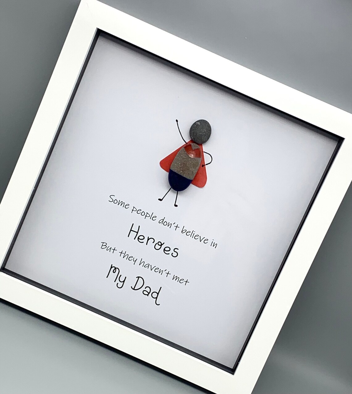 Dad Hero Pebble Art Framed Picture for Dad Christmas Gift - Etsy UK