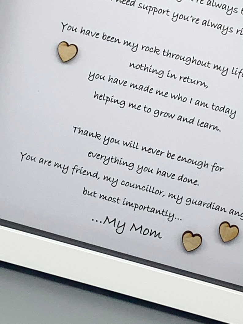 Personalised Framed Poem Gift for Mum Mom Poem Frame Mothers - Etsy UK