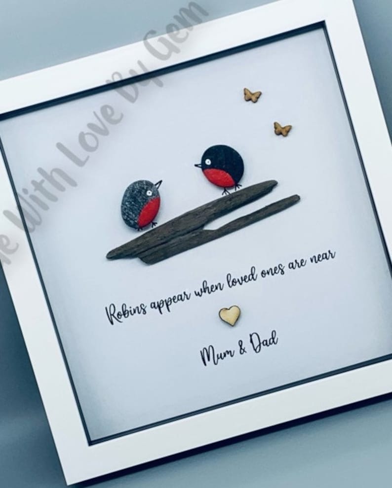 Twin Robin Pebble Picture Robins Appear When Loved Ones Are - Etsy UK