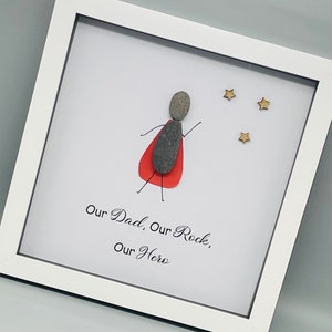 Superhero Picture for Dad, Pebble Art Framed Gift for Dad. Wall Art ...