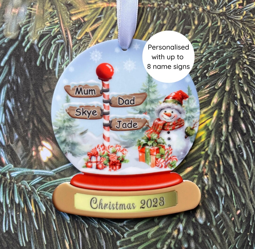Personalized Snowglobe Bauble, Personalized North Pole Sign Bauble Gift ...