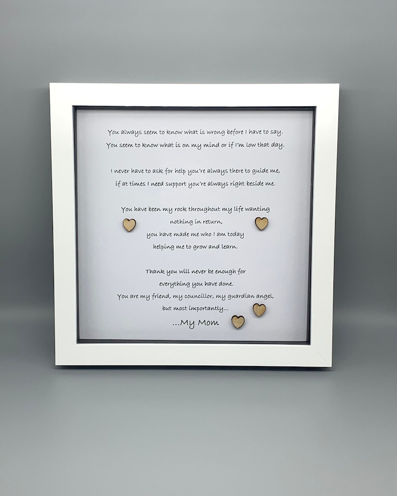 Personalised Framed Poem Gift for Mum Mom Poem Frame Mothers - Etsy UK