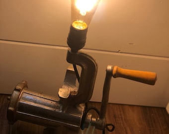 Vintage Meat Grinder Lamp / Industrial Lamp - Etsy