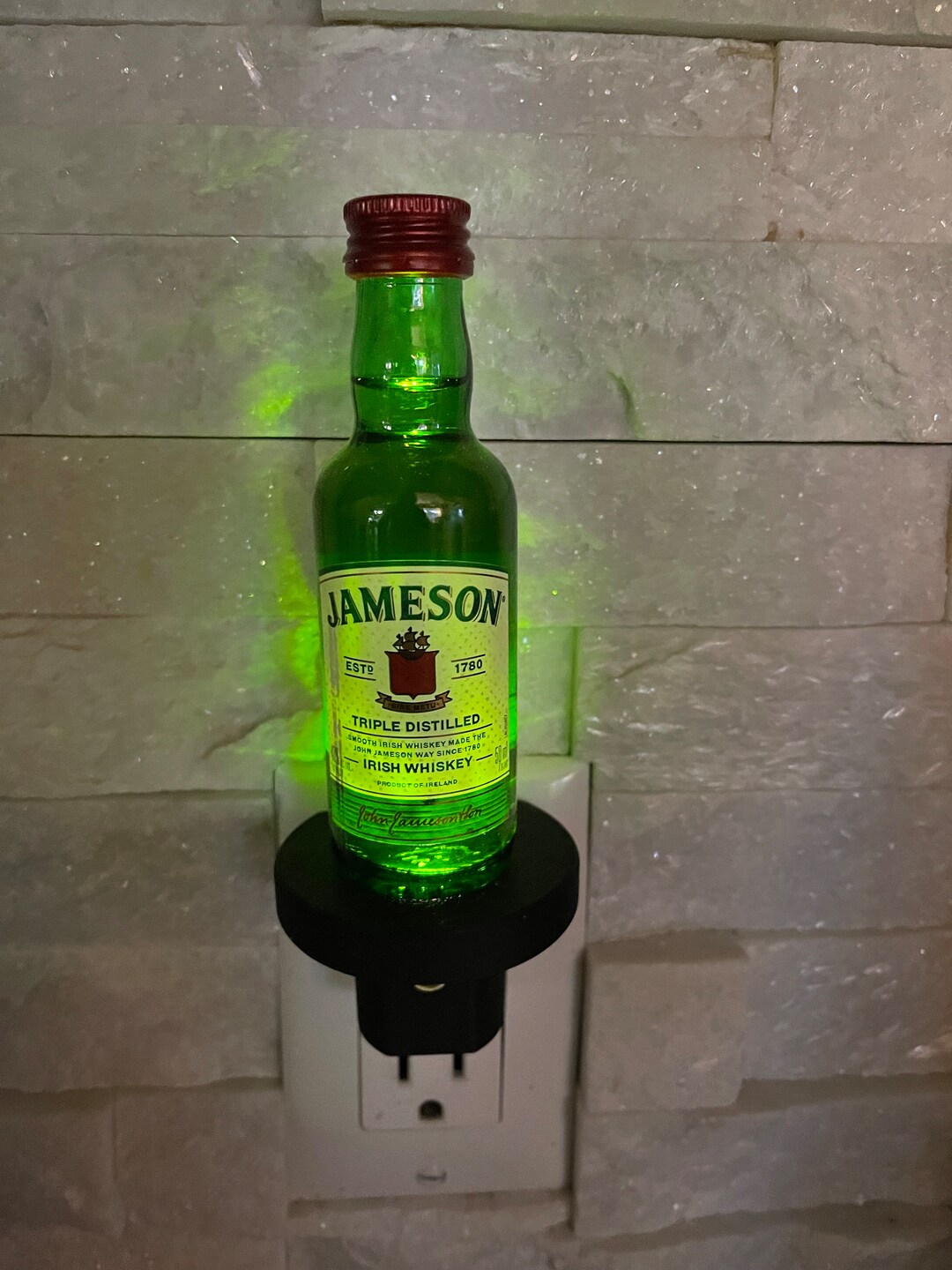 Jameson Mini Liquor Bottle Night Light LED on Black Base - Etsy