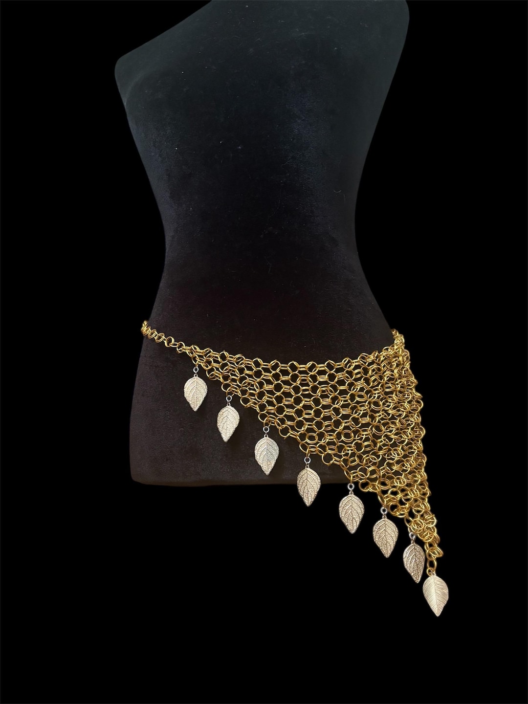 Chainmail Gold Belt With Leaves and Chains - Etsy
