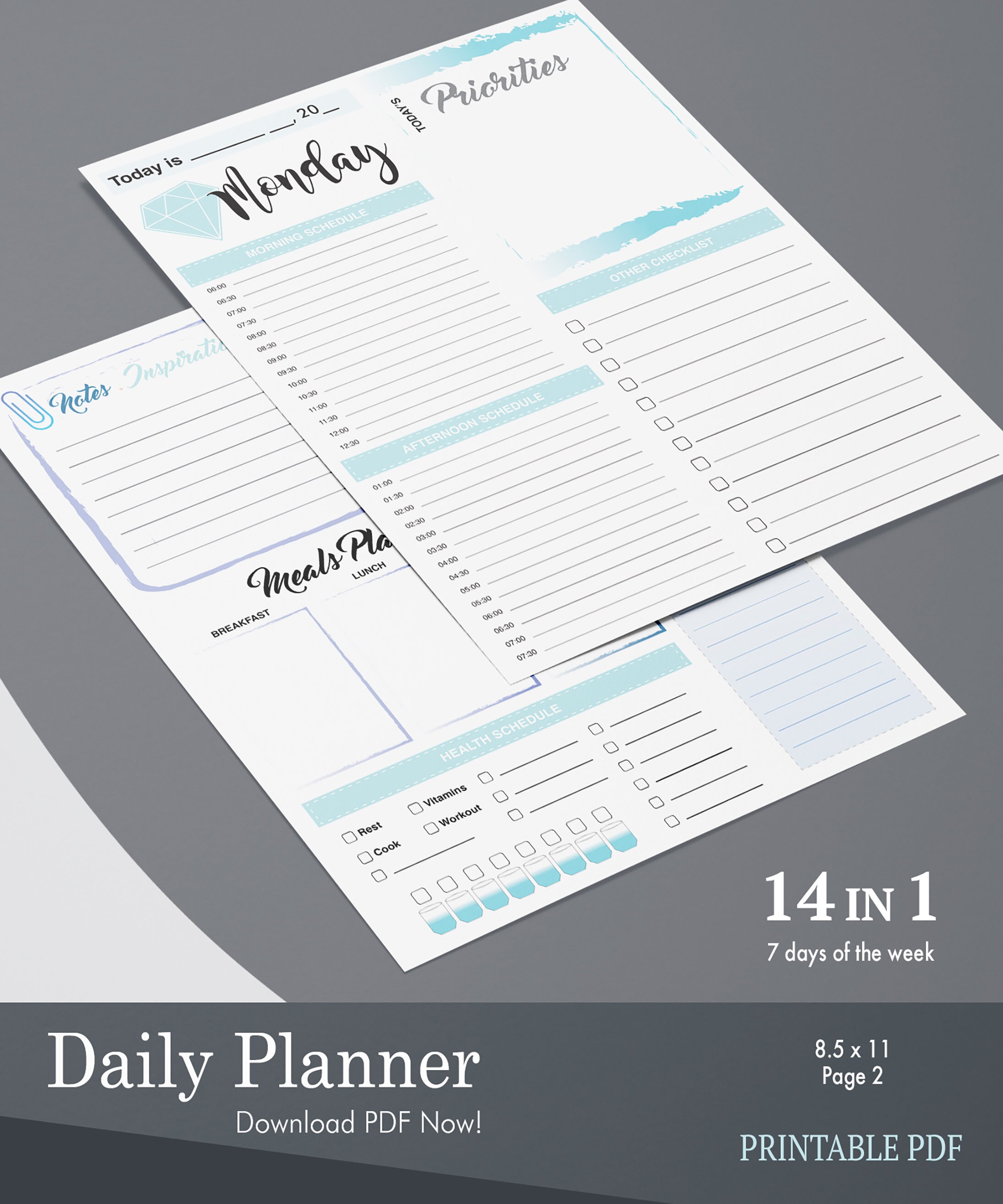 Weekly Daily Planner Seven Days of the Week Organizer Planner - Etsy