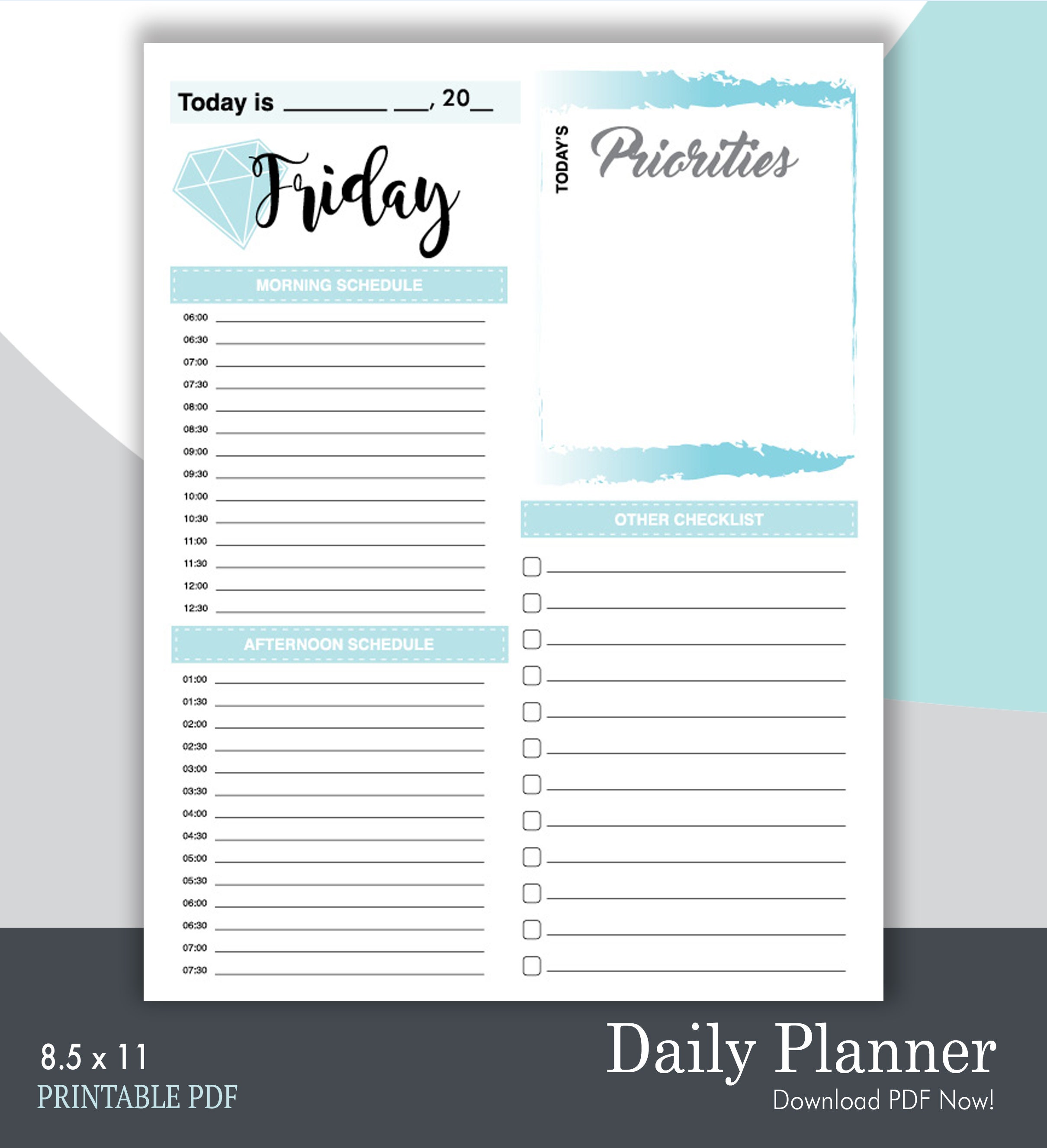 Weekly Daily Planner Seven Days of the Week Organizer Planner - Etsy