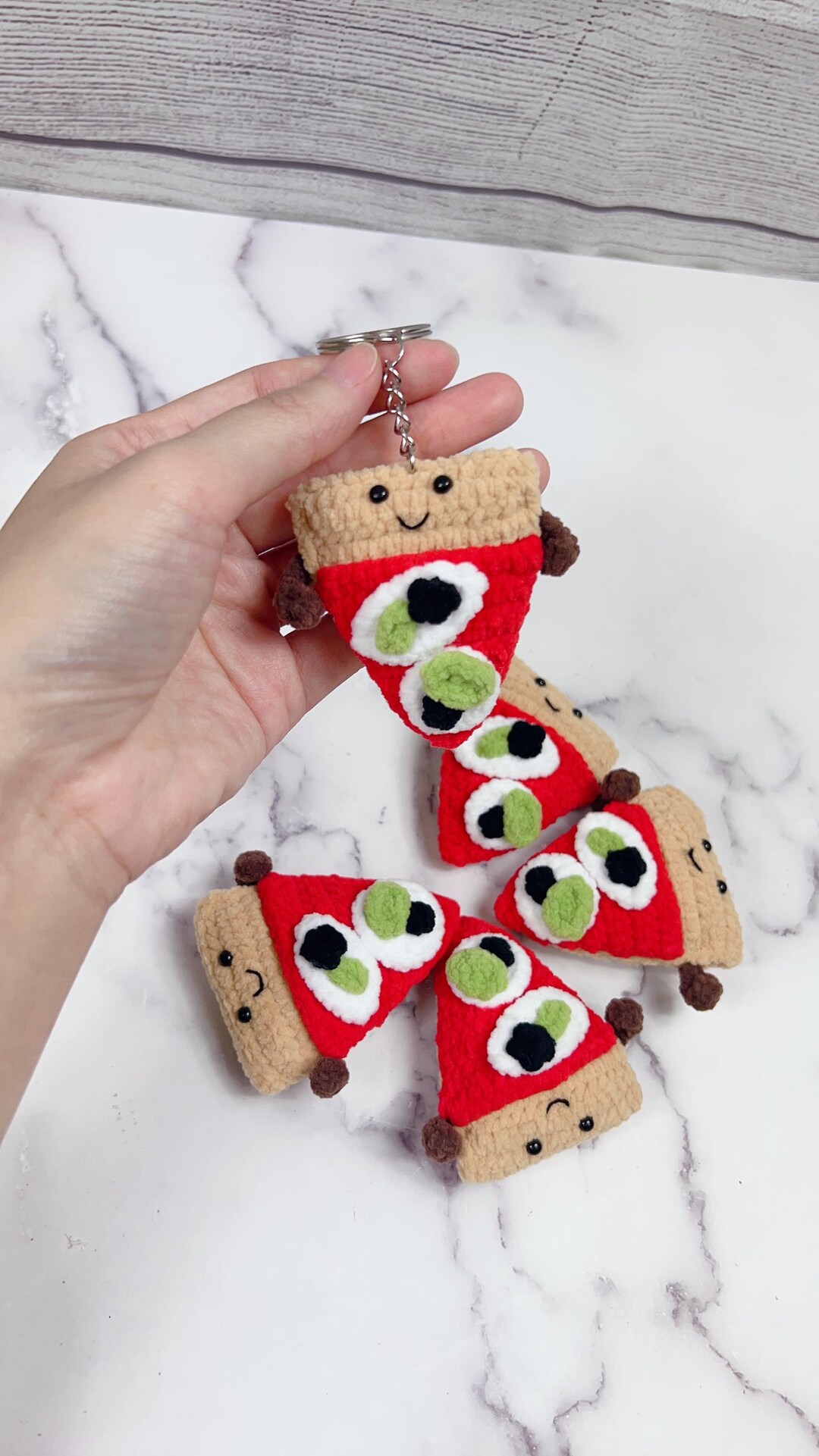 Crochet Pizza Keychain With Happy Face - Etsy