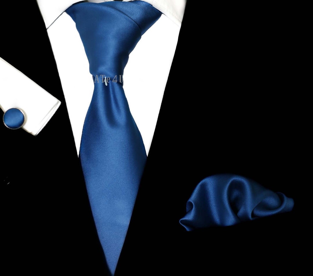 Cerulean Blue Tie and Pocket Square Set Blue Business Necktie Set ...