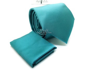 Teal Tie and Pocket Square - Etsy