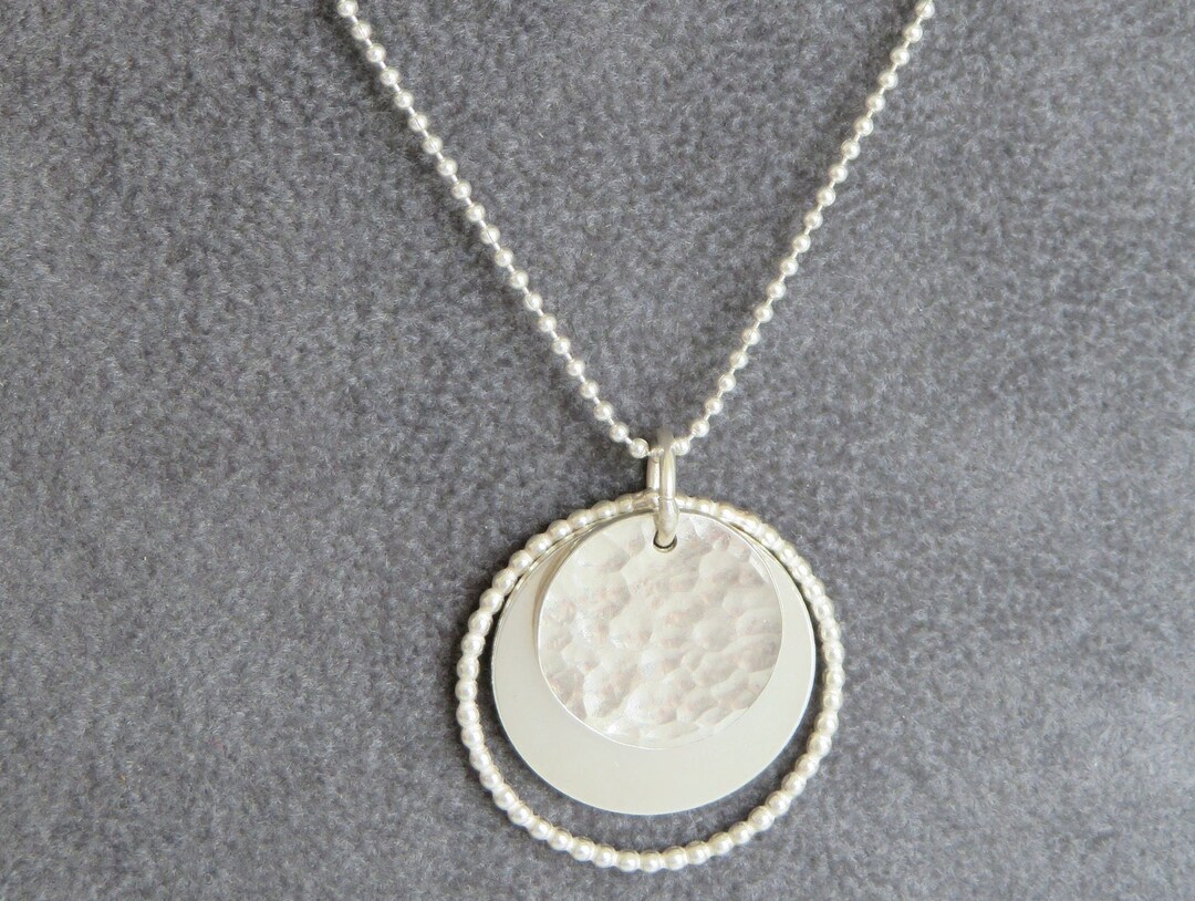 Sterling Silver Pendant Discs With Beaded Circle - Etsy