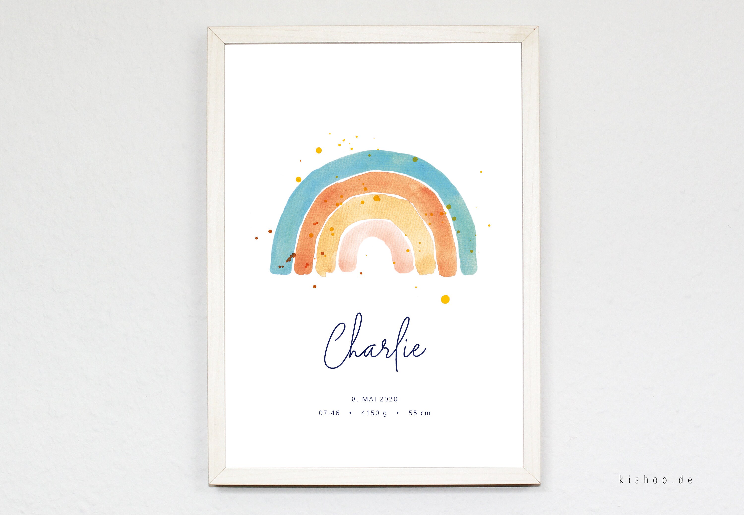 Rainbow Blue Yellow Birth Poster Birth Picture Birth | Etsy