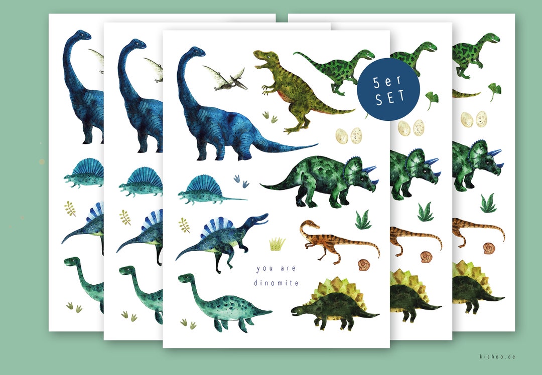Set of 5 Dinosaur Postcards you Are Dinomite Dinos - Etsy