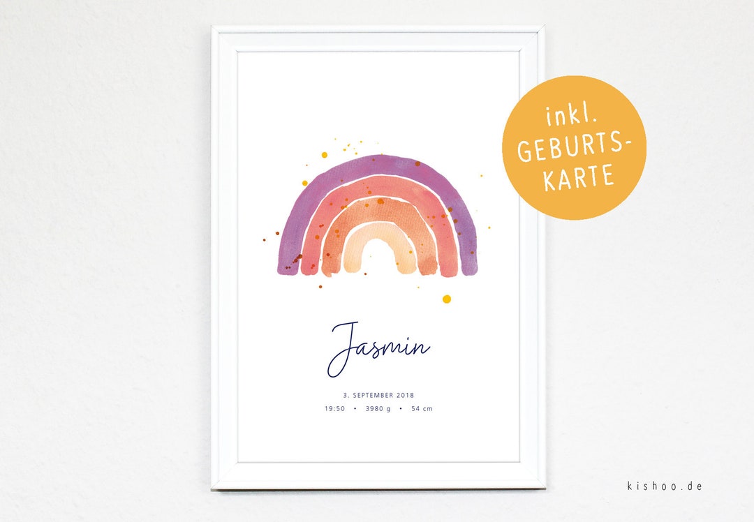 Rainbow Pink Purple, Hippie, Birth Poster, Birth Picture, Birth ...