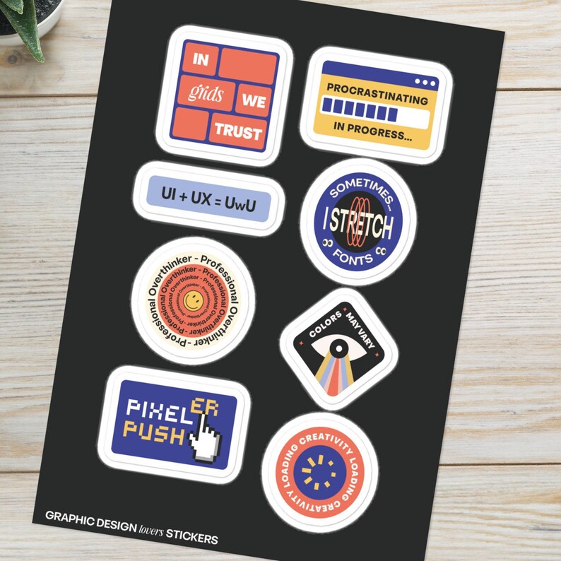 Graphic Designer Funny Stickers for Designers Sticker Set of 8 Vynil ...